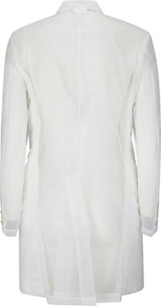 Comme Des Gar&ccedil;ons Single-Breasted Linen Coat - White