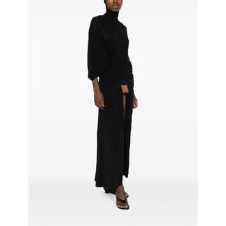 Jean Paul Gaultier Pleated Floor-Length Dress - Black