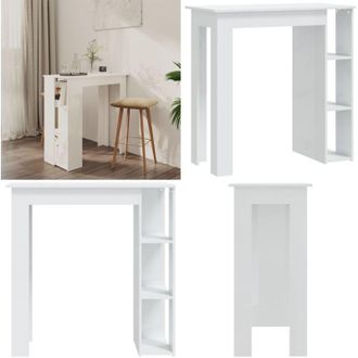 vidaXL Bartisch mit Regal Hochglanz-Wei&szlig; 102x50x103,5 cm Holzwerkstoff - Esstisch - Bartisch - Stehtisch - Bistrotisch - K&uuml;cheninsel - Home & Living