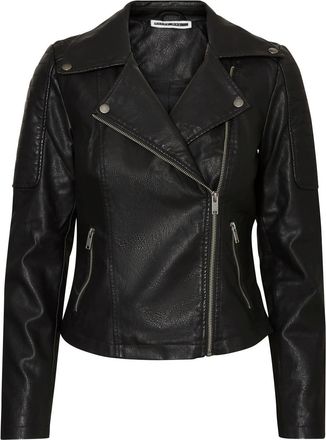 Noisy May Noisy may Damen Kunstleder Jacke Biker Jacket &Uuml;bergangsjacke Langarm Shacket PU Coated NMREBEL, Farben:Schwarz-2, Gr&ouml;&szlig;e:XXL