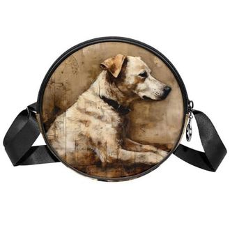 Generic Sac &agrave; bandouli&egrave;re rond pour femme, petit sac &agrave; bandouli&egrave;re vintage avec fermeture &eacute;clair, bretelles r&eacute;glables, sac &agrave; main rond d&eacute;contract&eacute; pour femmes