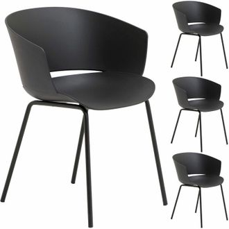 IDIMEX Lot de 4 chaises de jardin nivel en plastique noir