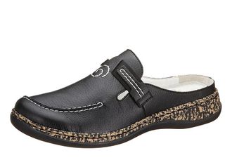 Rieker Clog RIEKER, Damen, Gr. 39 (5,5/6), schwarz, Lederimitat, Schuhe Clog, Sommerschuh, Schlappen mit Stretcheinsatz, Topseller