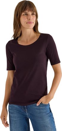 Cecil T-Shirt in Unifarbe Eggplant red XS
