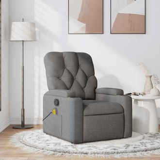 vidaXL Fauteuil de massage inclinable Gris foncé Tissu
