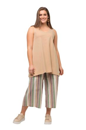 Ulla Popken Damen Longtop Naturfärbung Top, Beige, 50-52