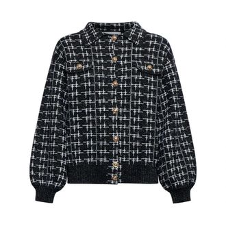 Silvian Heach Cardigan mit geflochtener Struktur und volumin&ouml;sen &Auml;rmeln - - Knitwear - Damen - Schwarzk - XL