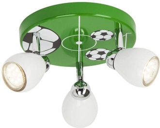 Brilliant lampe Soccer LED Spotrondell 3flg blanc / vert-noir-blanc 3x LED-PAR51, GU10, 3W lampes &agrave; r&eacute;flecteur LED incluses, (250lm, 3000K) &Eacute;chelle A