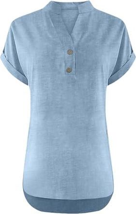 Generic Tee Shirt Femme Coton Occasionnelles Chic T-Shirt Hauts Manches Courte Ete L&acirc;che Basic Tshirt Sport Imprim&eacute; Col V Tops Blouse Manche Courtes D&eacute;contrac