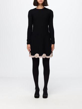 Valentino Garavani Mini-robe fourreau en cr&ecirc;pe avec empi&egrave;cements en dentelle