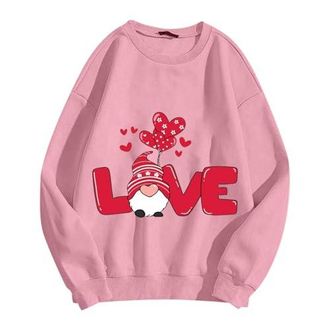 Generic 2026 Sweat-shirt &agrave; col rond pour homme et femme pour la Saint-Valentin, rose, 3XL