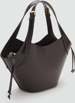 Mango Sac &agrave; main &agrave; double anse avec boucles chocolat - Femme - Taille unique - MANGO