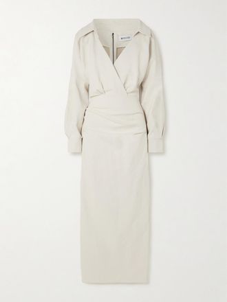 Maticevski Category Midi-hemdblusenkleid Aus Einer Leinen-baumwollmischung Mit Raffungen - Ecru