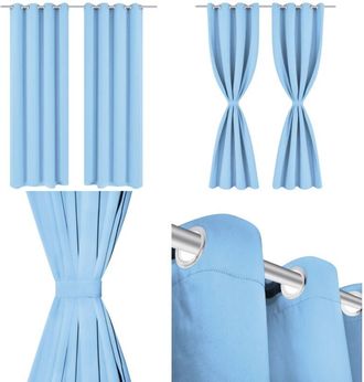 vidaXL Verdunkelungsvorh&auml;nge 2 Stk. mit Metall&ouml;sen 135 x 175 cm T&uuml;rkis - Verdunkelungsvorh&auml;nge - T&uuml;rkise Vorh&auml;nge - Wohnraumdekoration - Gardinen