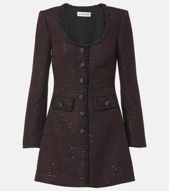 Self Portrait Robe en tweed à sequins