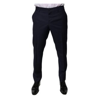 Dolce & Gabbana Blaue Baumwollanzughose mit Knopfverschluss - - Trousers - Herren - Blau - S