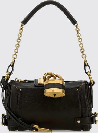Chlo&eacute; Paddington Mini-Schultertasche aus genarbtem Leder mit Vorh&auml;ngeschloss