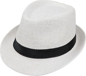 Generic Chapeau de Paille Unisex Jazz Hat Chapeau Fedora Trilby Panama Casquette Summer Beach Chapeaux Melon pour Homme Femme Enfant