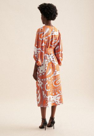 Seidensticker Sommerkleid Schwarze Rose 3/4 V-Neck Paisley