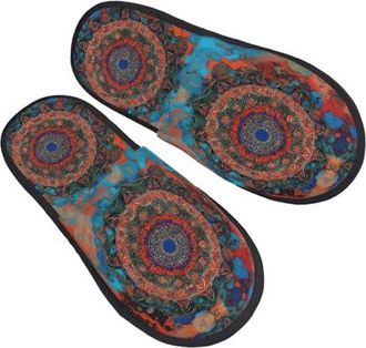 Generic Motif Coloré De Mandala Pantoufles Moelleuses Respirantes Pantoufle Chauds Slippers Pour Chambre Extérieur Unisex M