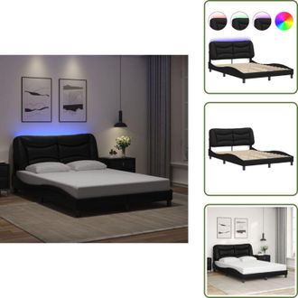 vidaXL The Living Store - Bett mit LED-Beleuchtung ohne Matratze Schwarz 120x200 cm - Bettrahmen - Schlafzimmerm&ouml;bel - Led-Bett - Kunstlederbett - Doppelbett