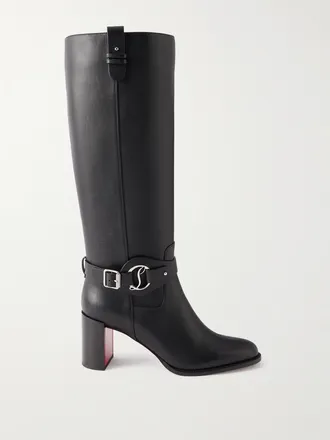 Christian Louboutin Dianouchette Botta 70 Kniehohe Stiefel Aus Leder Mit Schnallenriemen - Schwarz
