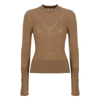 Paco Rabanne Femme, Pulls, Brun, Taille: 40 FR Pull en maille &agrave; poignets boutonn&eacute;s
