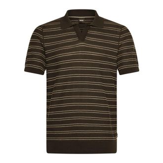 HUGO BOSS Gestreiftes Poloshirt aus Baumwollmischung - - Tops - Herren - Braun - L