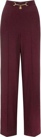 Elisabetta Franchi Femme, Pantalons, Rouge, Taille: 36 FR WideLeg Pants Gold Chain Detail