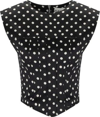 Ganni CORSET TOP NOIR POIS GANNI