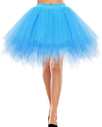 Bbonlinedress Tutu T&uuml;llrock Petticoat Unterrock Rock 50er Vintage Ballet Blase Tanzrock Tanzkleid Ballkleid Kurz Retro Rock Knielang T&uuml;ll Rockabilly Weiss Petticoat