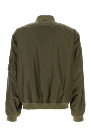 Balenciaga Mens Olive Green Nylon Bomber Jacket Khaki Cappotti Coat