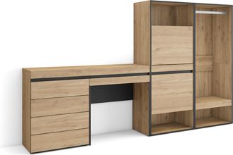 Skraut Home | Schuhregal, Schuhschrank | Schuhaufbewahrung | 247x145x35 cm | Für Schlafzimmer, Zimmer | Offener Kleiderschrank | Kommode mit Schubladen | Schminkt
