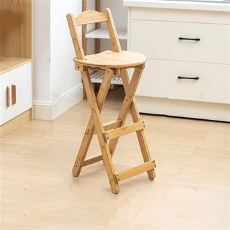 Generic Tragbarer faltbarer Barhocker mit R&uuml;ckenlehne - platzsparender Holzstuhl f&uuml;r K&uuml;che zu Hause Camping Innen/Au&szlig;en Verwendung 61,5 cm H&ouml;he leicht tragen 