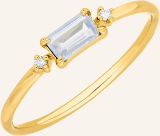 Leaf Ring Mondstein Aus 14 Karat Gelbgold gold