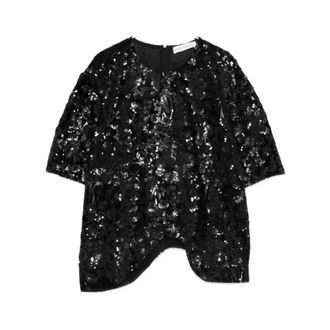 Niccol&ograve; Pasqualetti Onda Pailletten Asymmetrisches Top - - Tops - Damen - Schwarzk - S