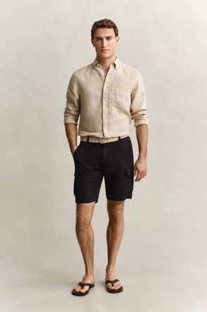 GANT Herren Cargoshorts aus Leinen (42) EBONY Schwarz