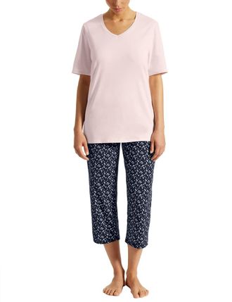 Uncover by Schiesser Damen Schlafanzug 3/4, rosé, 36