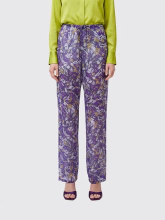 Dries Van Noten Pantalon droit en viscose &agrave; imprim&eacute; abstrait et taille haute