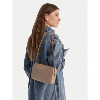 Calvin Klein Handtasche Calvin Klein Emblem Aop Elongated Camera Bag LV04F3268G Beige