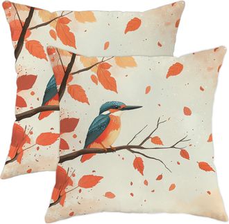 Generic Herbstvogel Kissenbez&uuml;ge Atmungsaktiv Sofakissenbezug Weich Dekokissen F&uuml;r Schlafzimmer Heimdekoration Hotel 45X45Cm 2Er Set