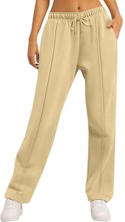 Generic Pantalon Jogging Femme D&eacute;contract&eacute; Jambe Large Polaire Pantalon de Surv&ecirc;tement Taille Elastique Confortable Ample Automne Hiver Sweatpants avec Poches