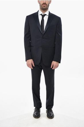 Corneliani CODE Virgin Wool Suit with Peak Lapel in Satin size 56