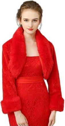 Generic NYSBH Bol&eacute;ro &eacute;l&eacute;gant &agrave; manches longues pour femme Ivoire, Rouge, XL