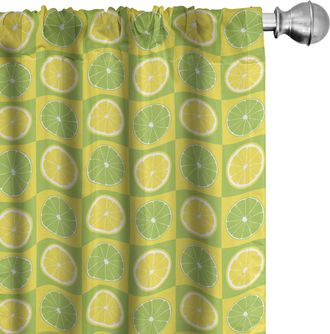 Abakuhaus Lime Green Vorh&auml;nge, Gardinen, Lemon Lime Pop-Art, Fensterbehandlungen f&uuml;r Wohnzimmer Schlafzimmer Dekor, 2 St&uuml;ck 75 cm b x 175 cm h, Gelb Lindgr&uuml;n