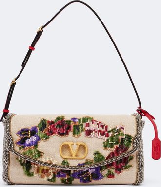 Valentino Garavani Verzierte Schultertasche DeVain Small aus Canvas