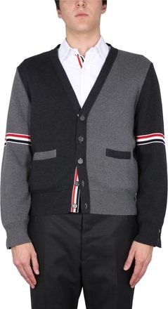 Thom Browne V-Neck Cotton Cardigan - Gray
