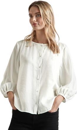 Street One A345200 Chemisier &agrave; col Rond boutonn&eacute; avec Rassemblement, Blanc cass&eacute;, 46 Femmes
