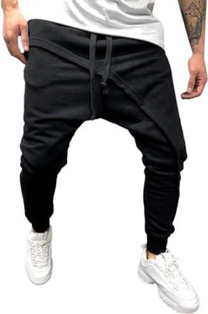 Generic Pantalon de jogging pour homme, pantalon de jogging &agrave; lentrejambe bas pantalon slim fit pantalon sarouel hip-hop cordon de serrage taille &eacute;lastique pa