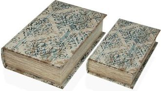 VERSA Dekorative Box Buch Leinwand Holz MDF 7 x 27 x 18 cm